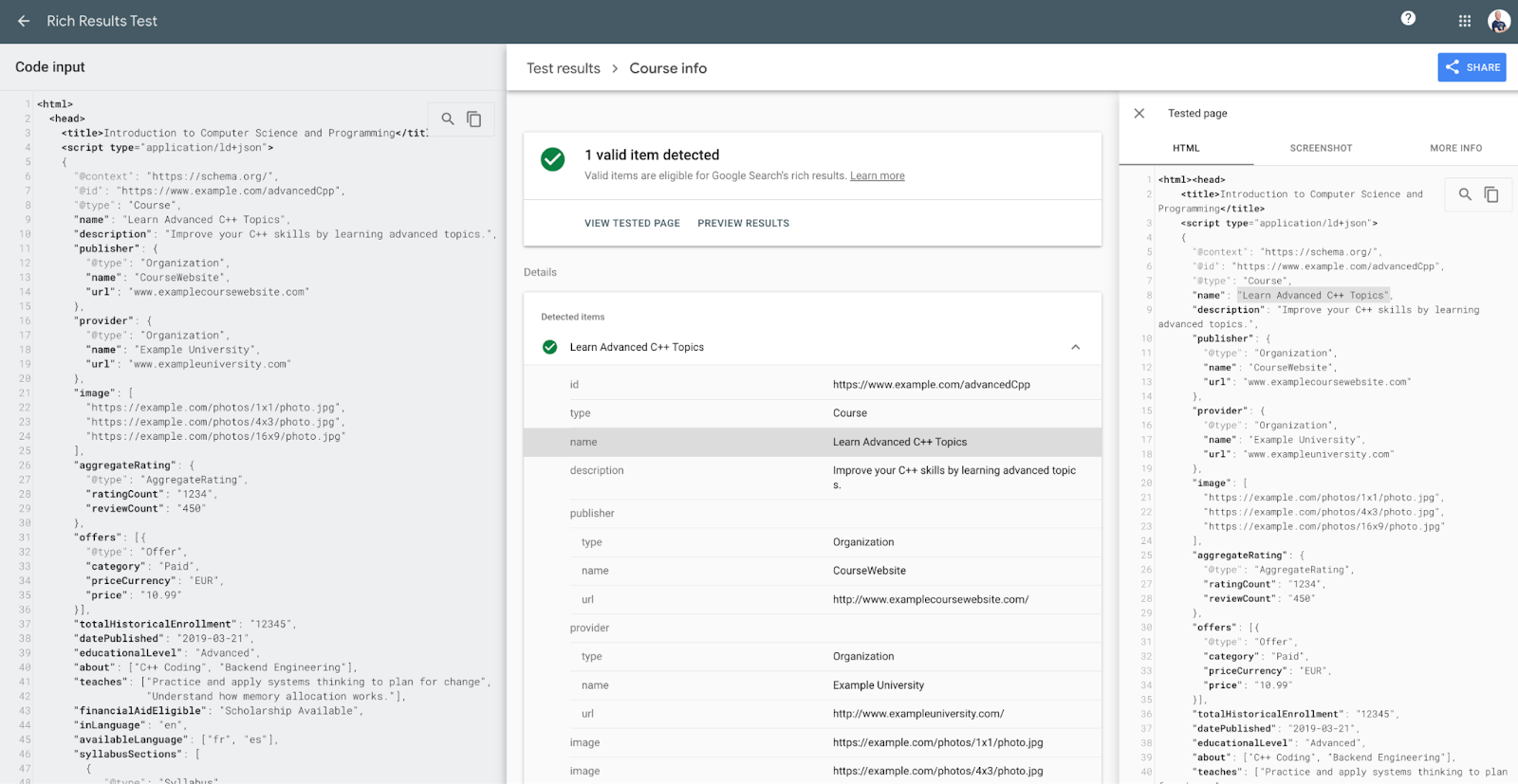اسکیمای course با ریچ ریزالت های course list و course info معرفی شد ...
